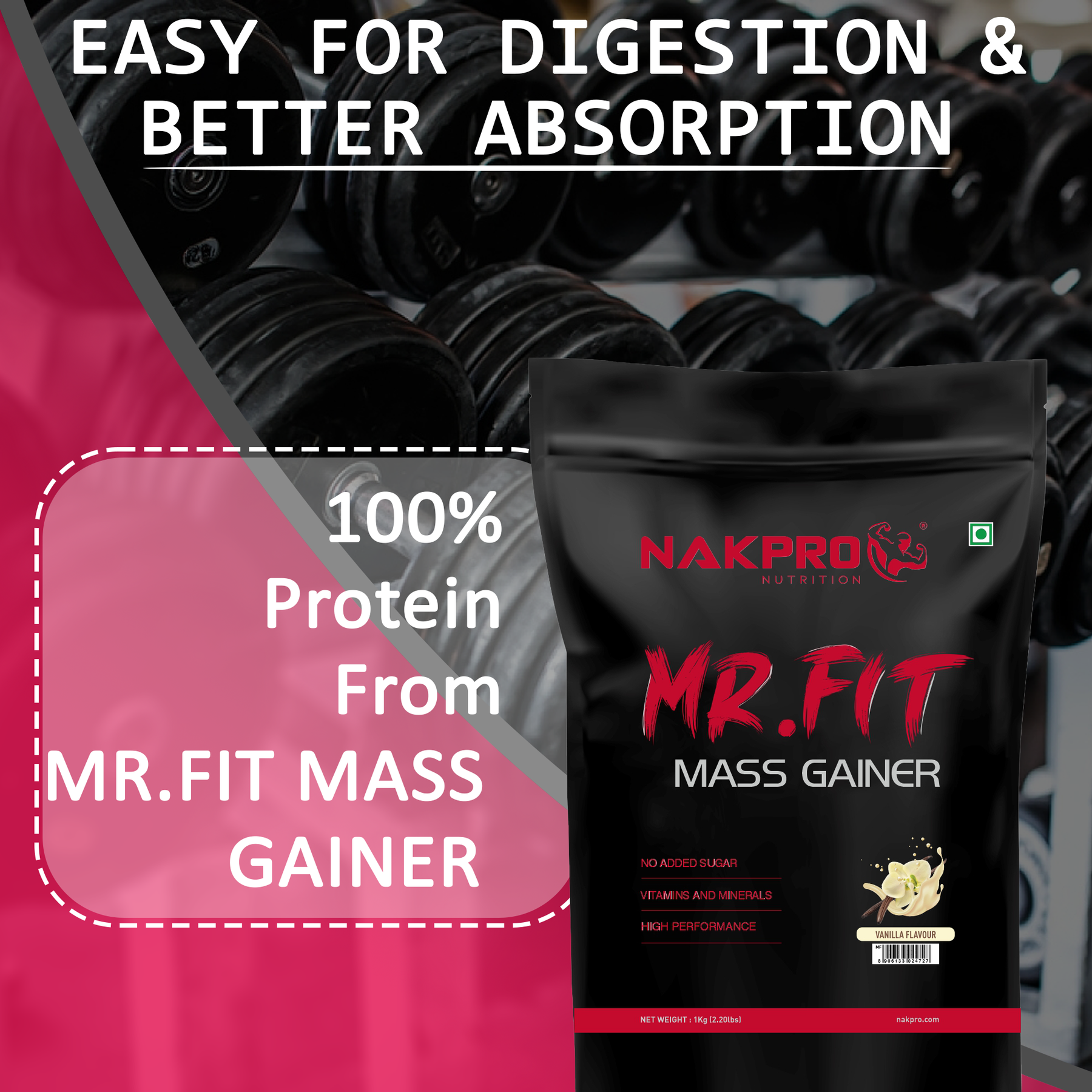 Buy Mr. Fit Mass Gainer - Best Muscle Mass Protein Powder Supplement ...